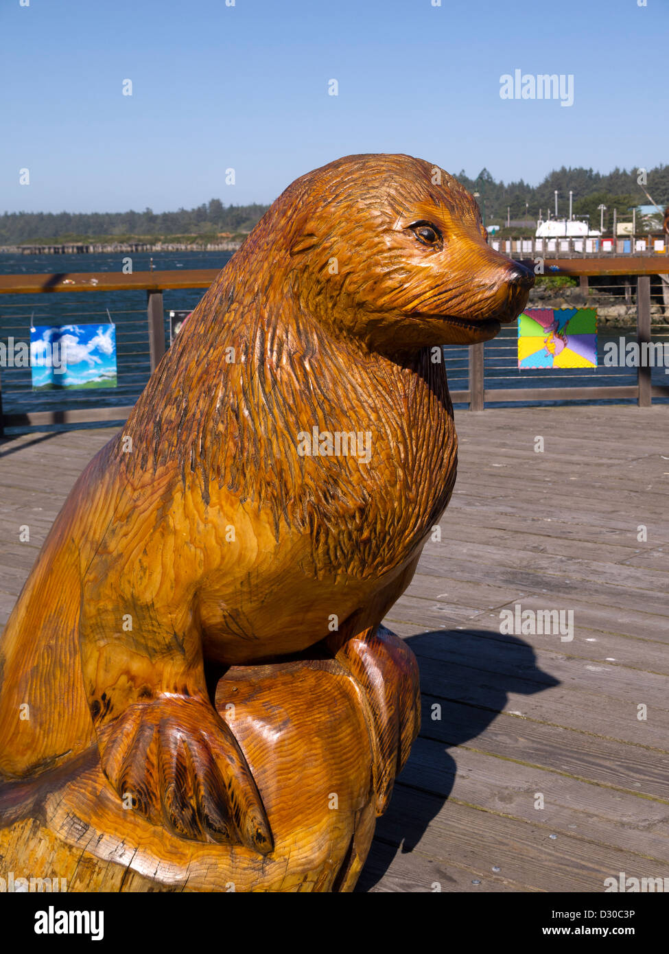 Seal Carving in the coast town of Florence in Northern California USA ...