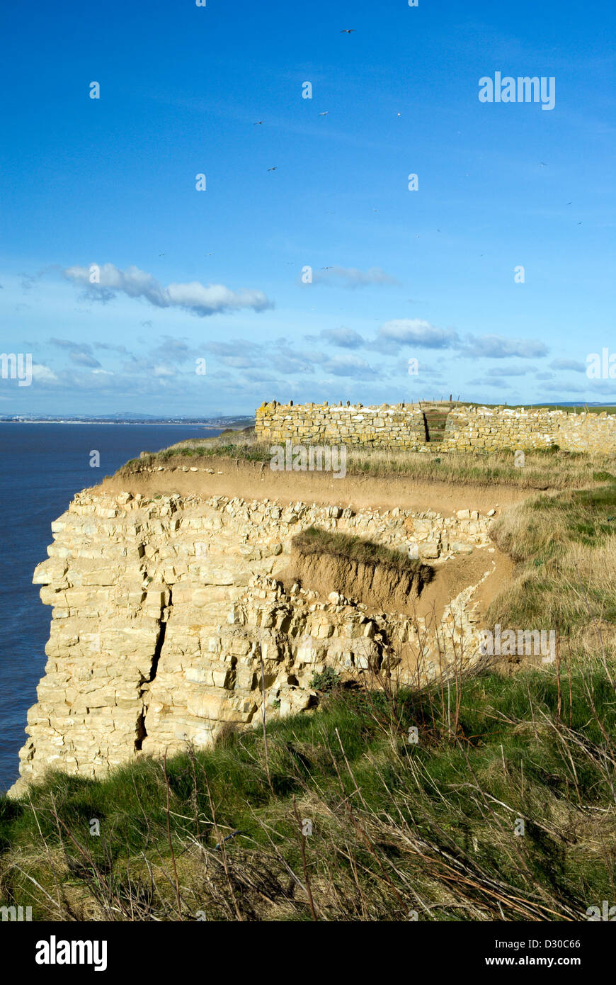 cliff fall along All wales coastal path near nash point glamorgan ...