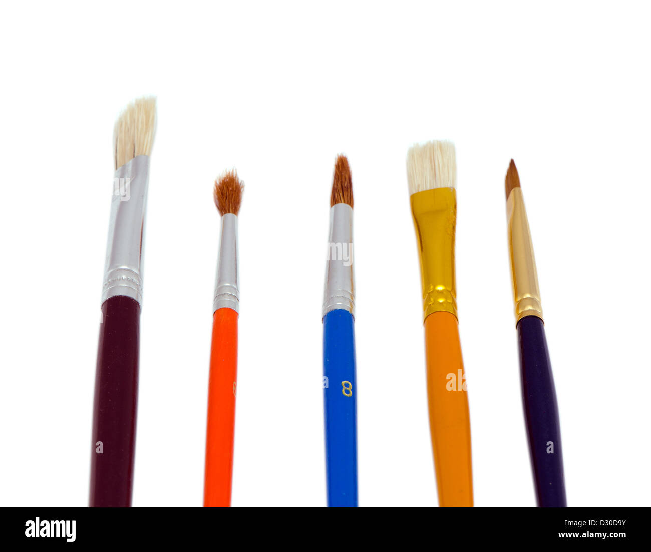 various different colorful new art paint brushes isolated on white ...
