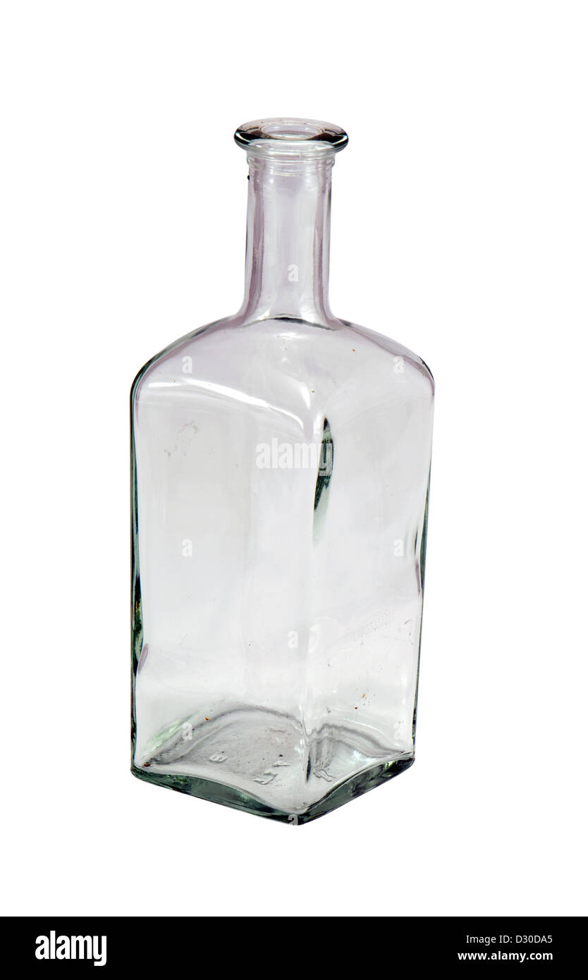 empty retro square corner bottle isolated on white background Stock ...