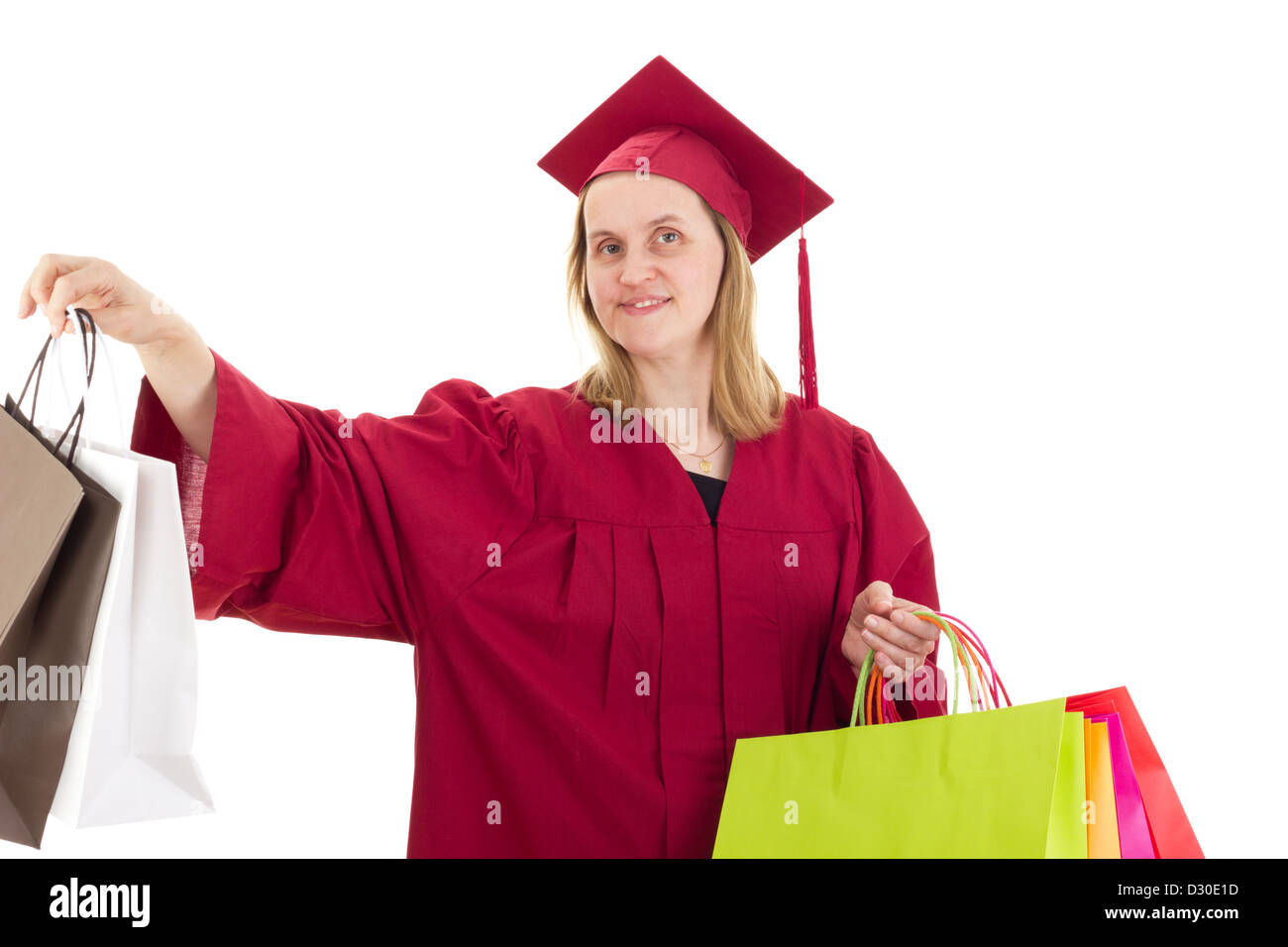Female student with shopping bags Stock Photo - Alamy