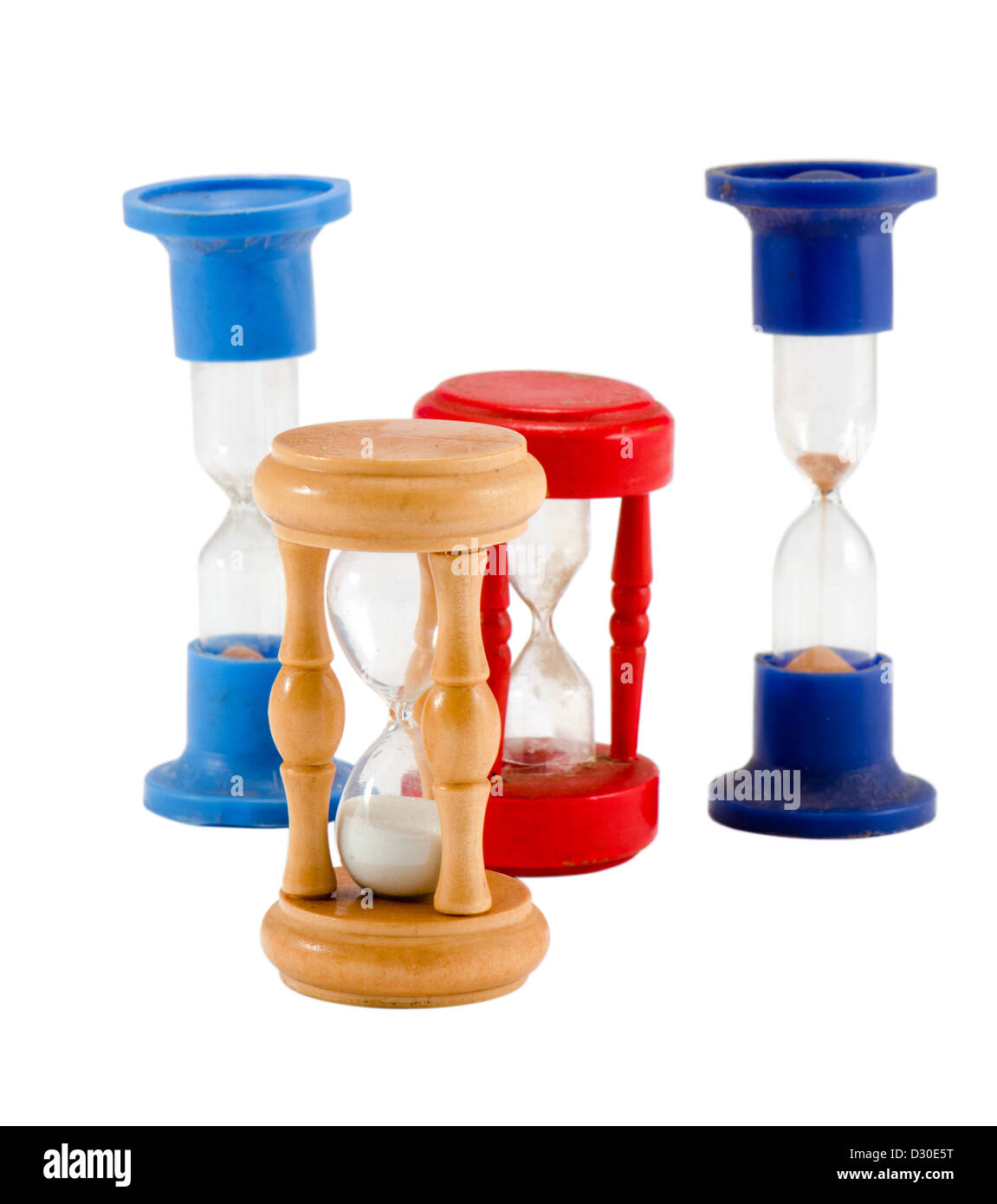 various different retro sand glass clocks timers isolated on white ...