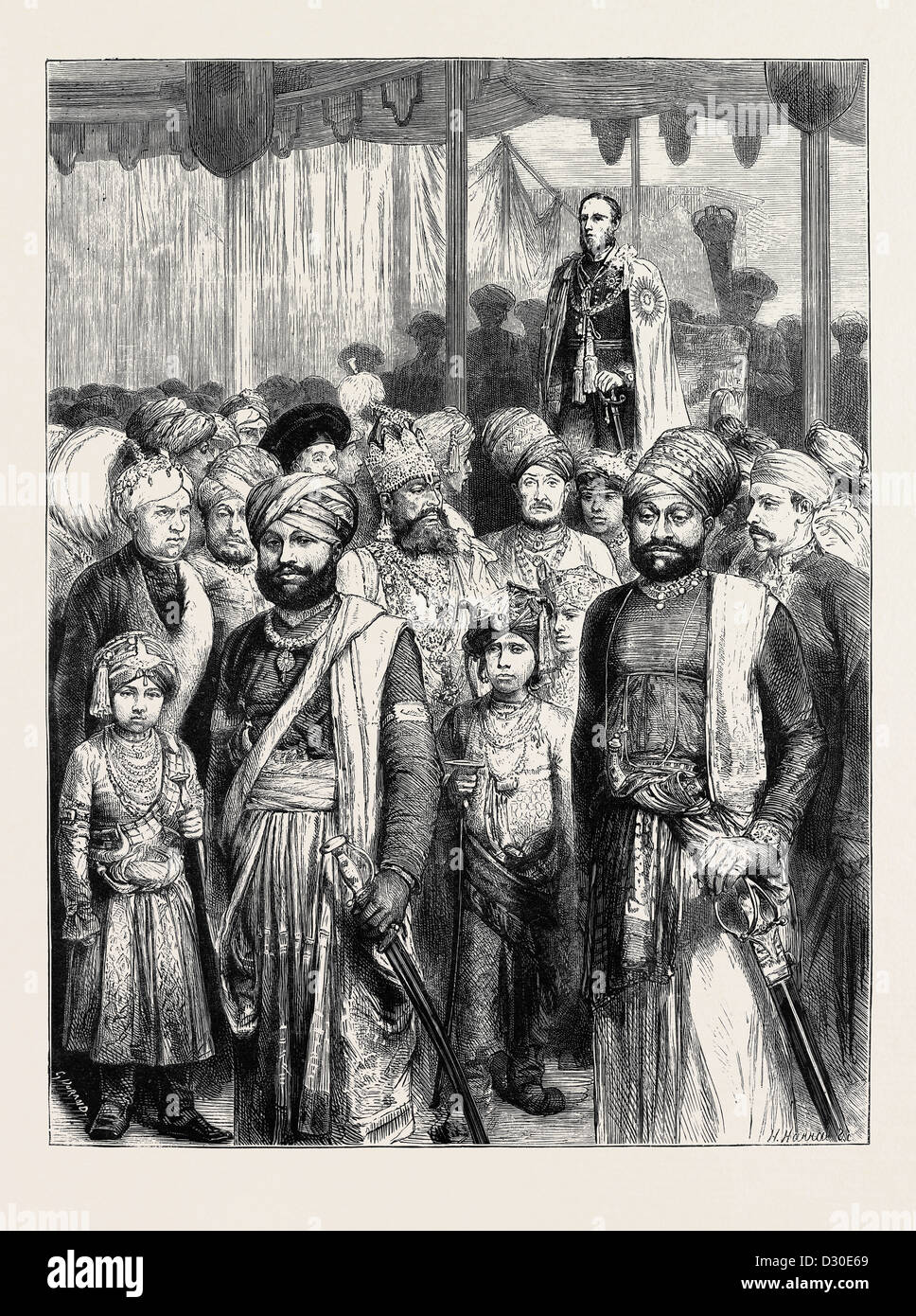 THE GRAND DURBAR AT BOMBAY: THE VICEROY OF INDIA AND A GROUP OF NATIVE ...