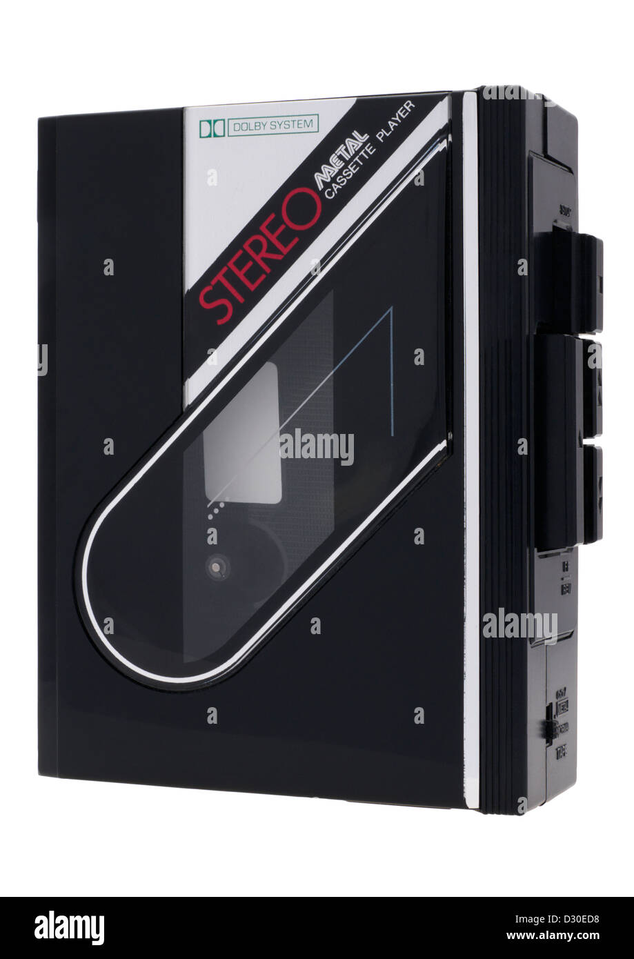 Personal portable audio cassette stereo player on white background ...