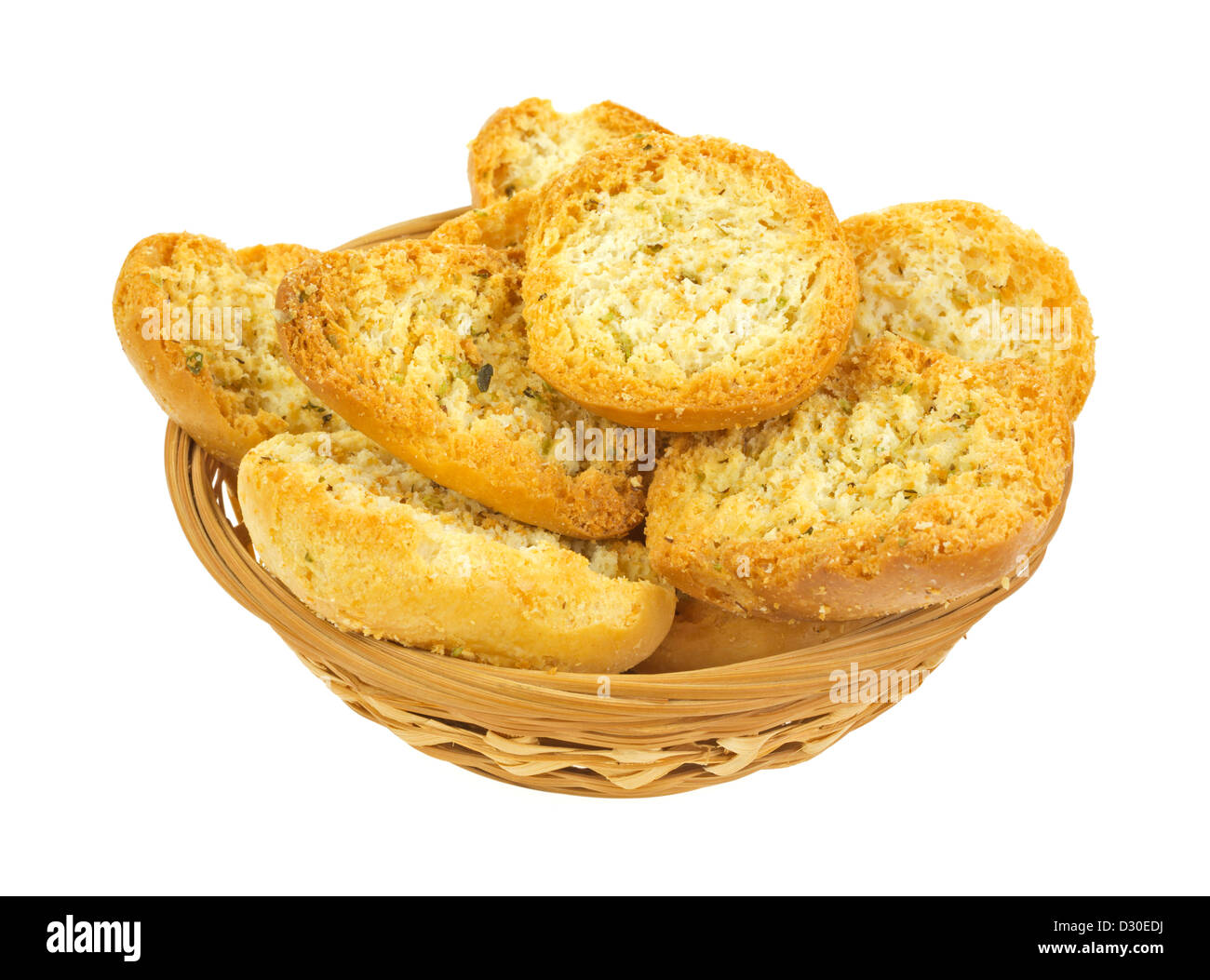 A basket filled with crispbread with Parmesan cheese and seasonings on ...
