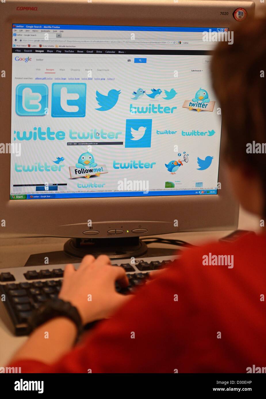 (ILLUSTRATION) An illustration shows a youth sitting behind a computer ...