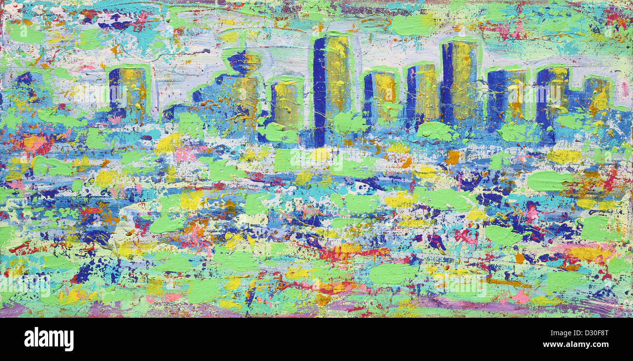 Abstract painting with Vancouver towers Stock Photo - Alamy