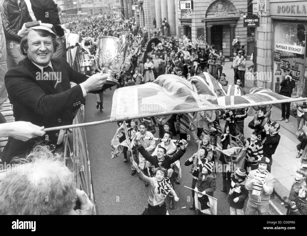 Wolverhampton Wanderers manager John Barnwell shows off the League Cup ...
