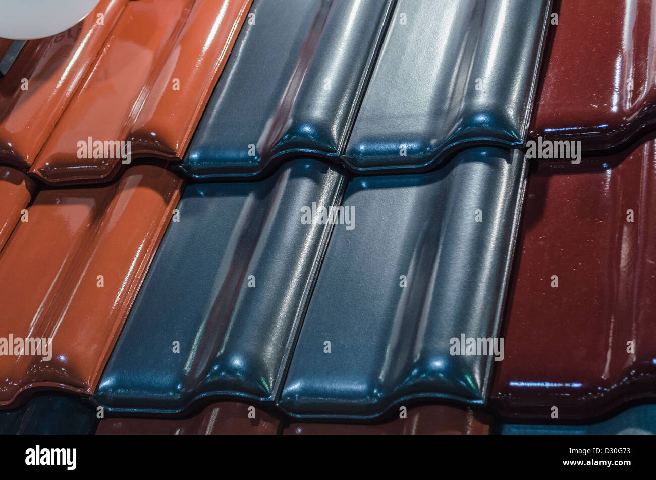 Colored roof tiles on display at "Green Week" in Berlin, Germany Stock ...