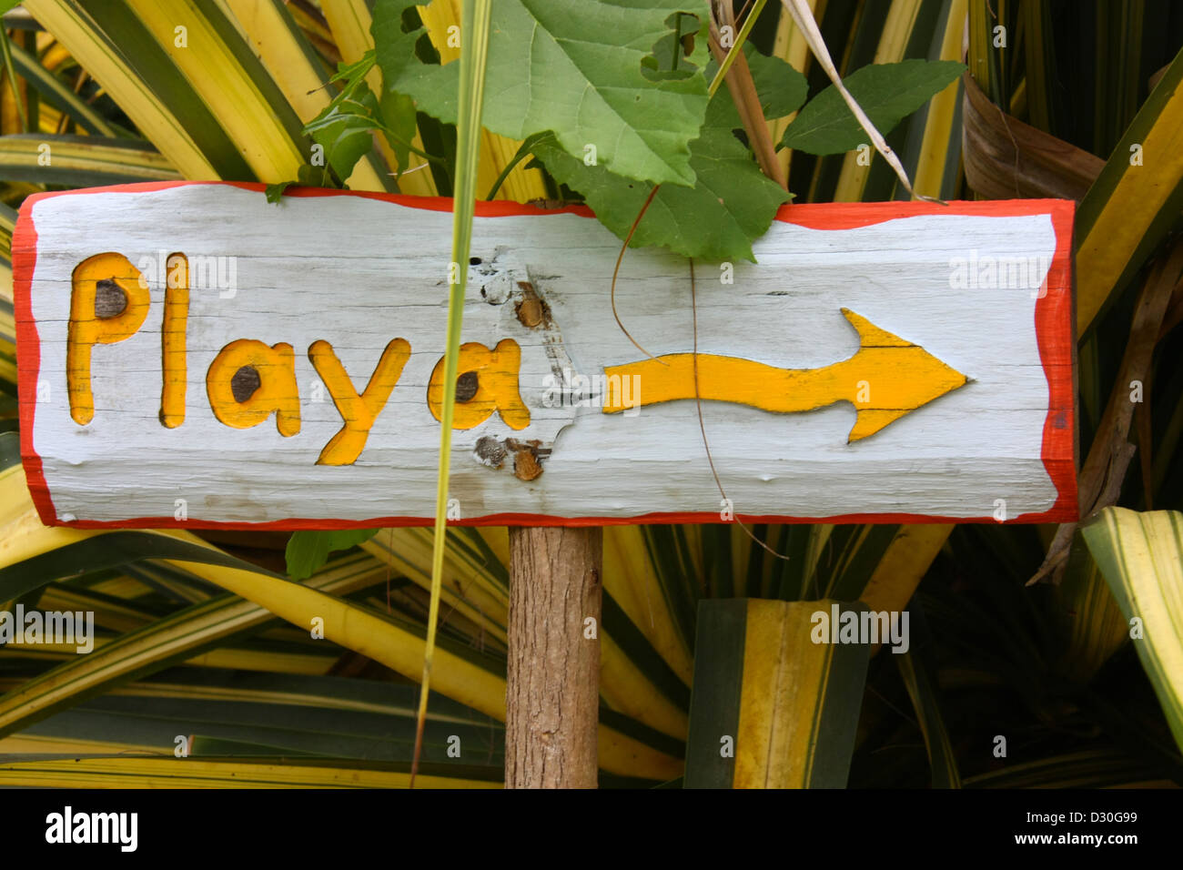 Playa or beach direction sign Stock Photo - Alamy