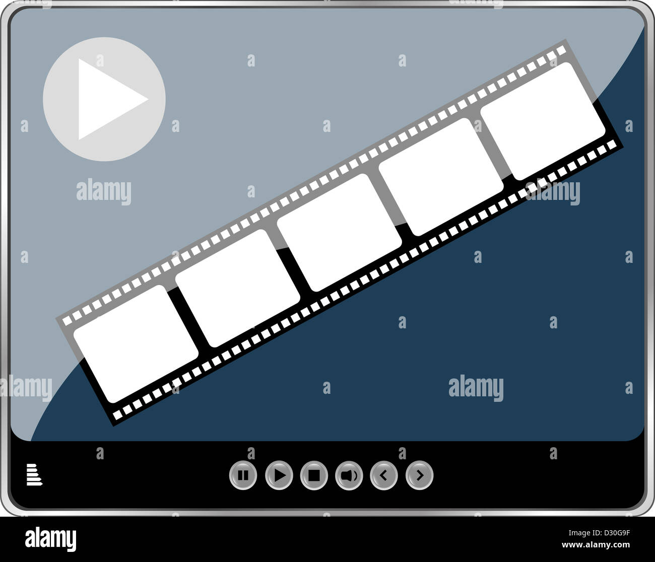 movie player interface with film strip and digital buttons Stock Photo ...