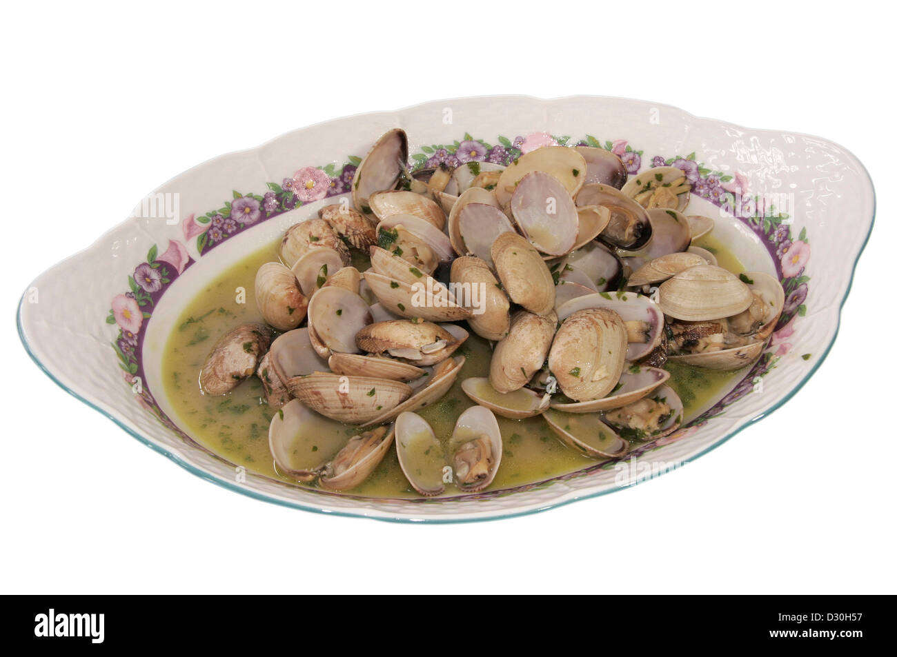 Spanish Clams with seafood. Clipping Path Stock Photo - Alamy