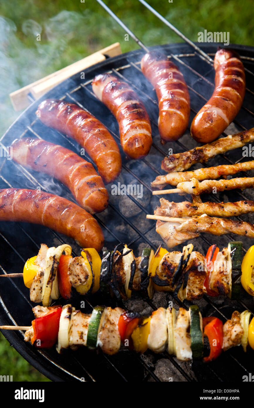 Barbecue a hot summer evening, Grilling Stock Photo - Alamy
