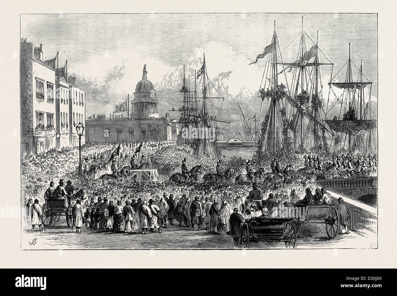 THE FUNERAL OF LORD MAYO: SCENE AT THE CUSTOM HOUSE QUAY Stock Photo ...