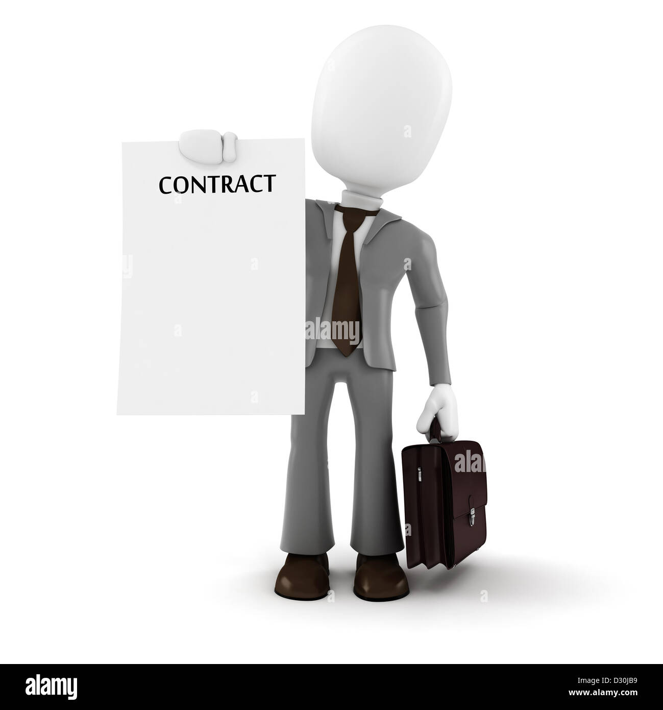 3d man businessman holding a new contract paper, on white background ...