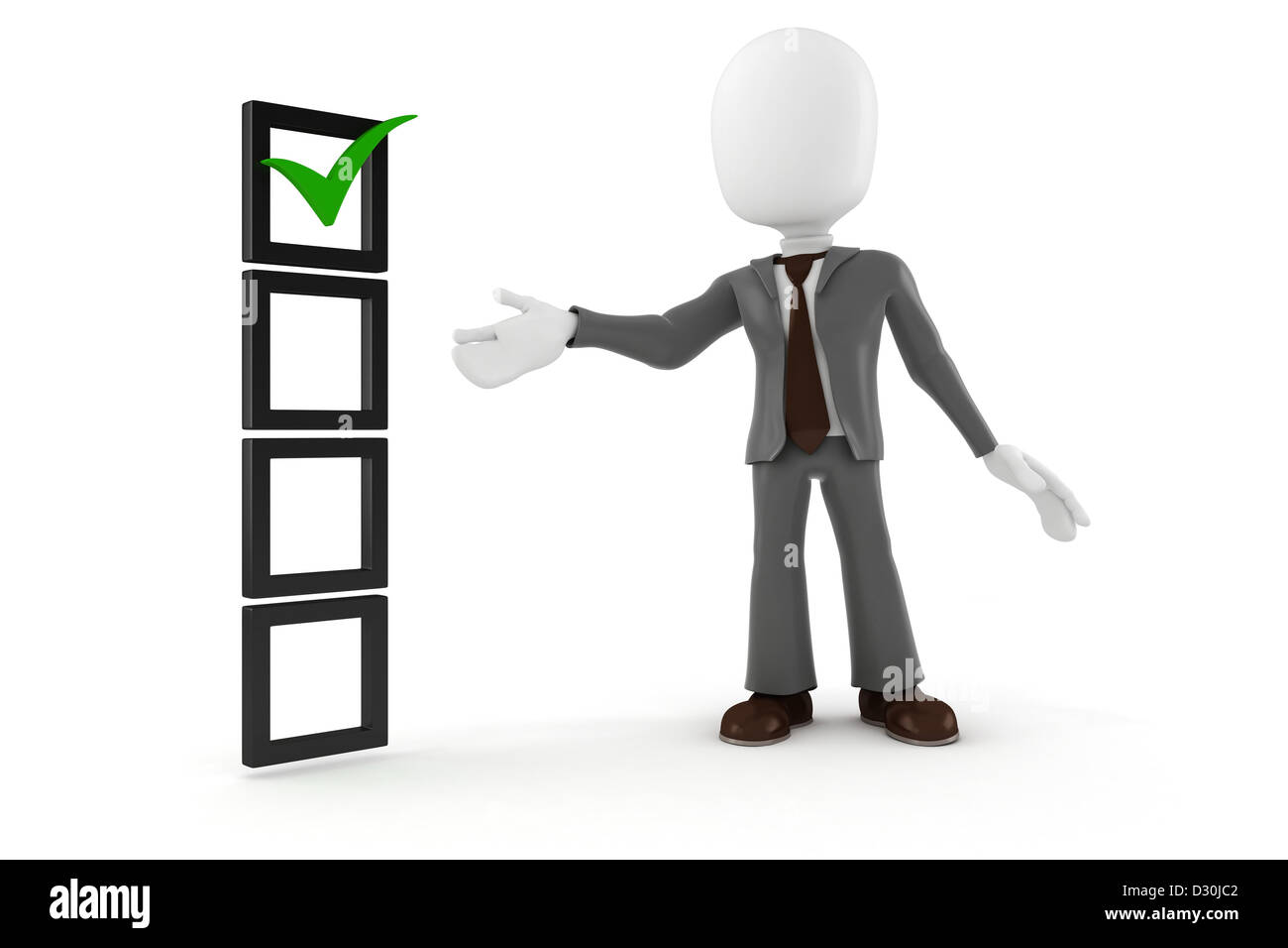 3d man business man and check list, on white background Stock Photo - Alamy