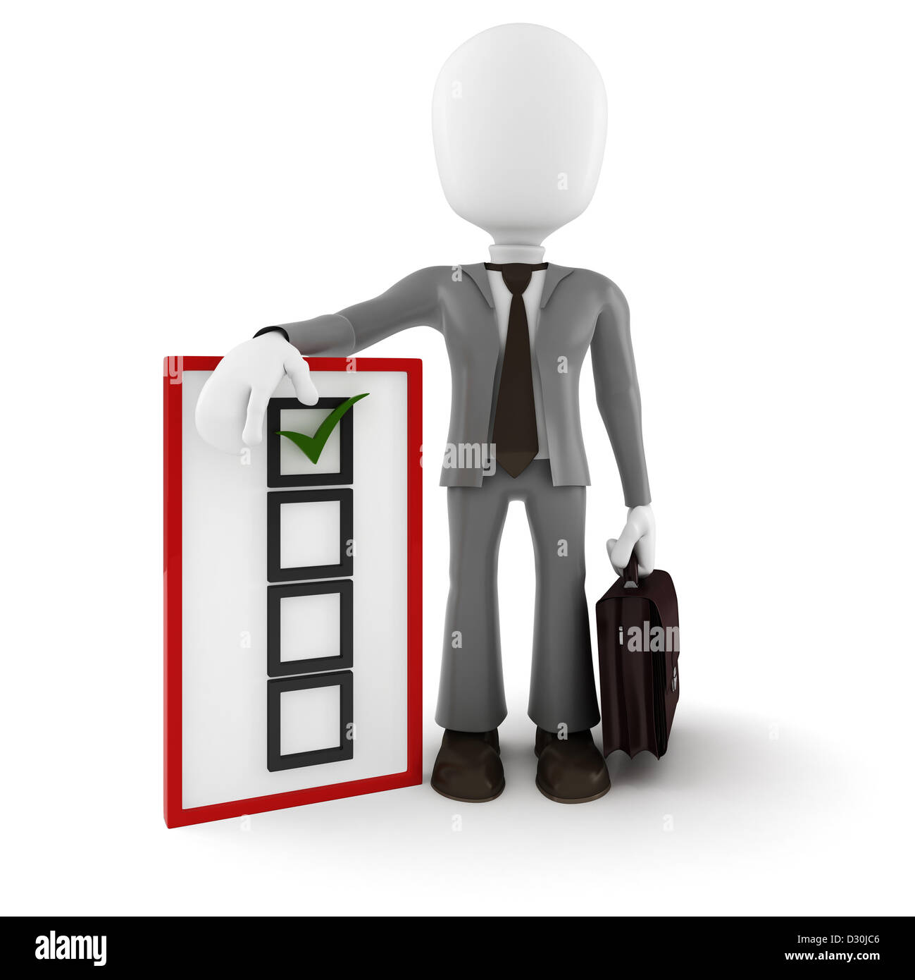 3d man business man and check list, on white background Stock Photo - Alamy
