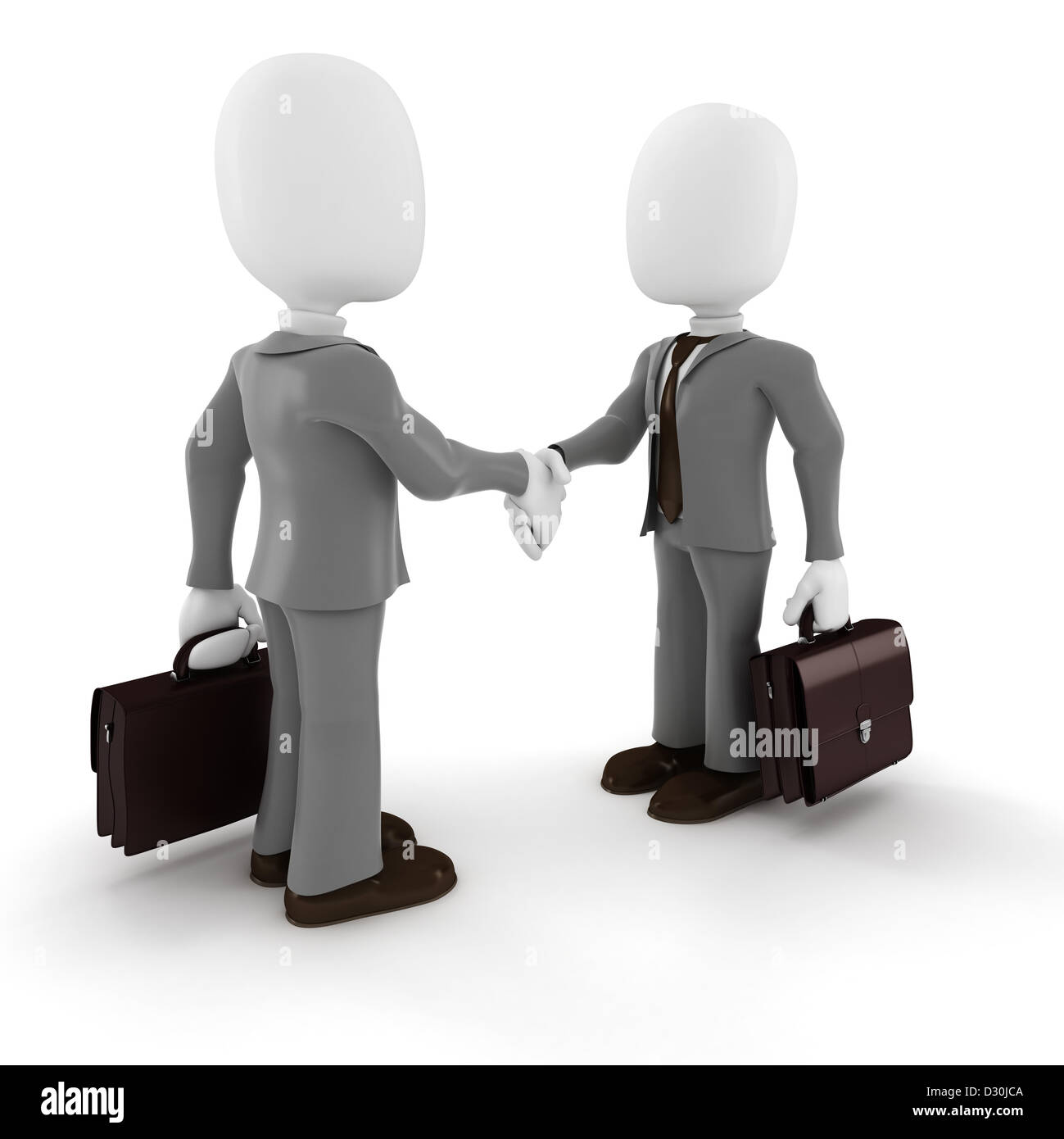 3d man businessman hand shake on white background Stock Photo - Alamy