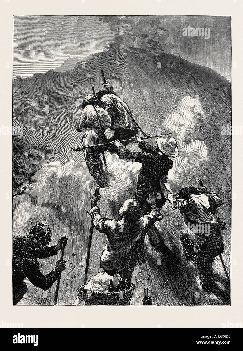 THE ERUPTION OF MOUNT VESUVIUS: CLIMBING THE MOUNTAIN Stock Photo - Alamy