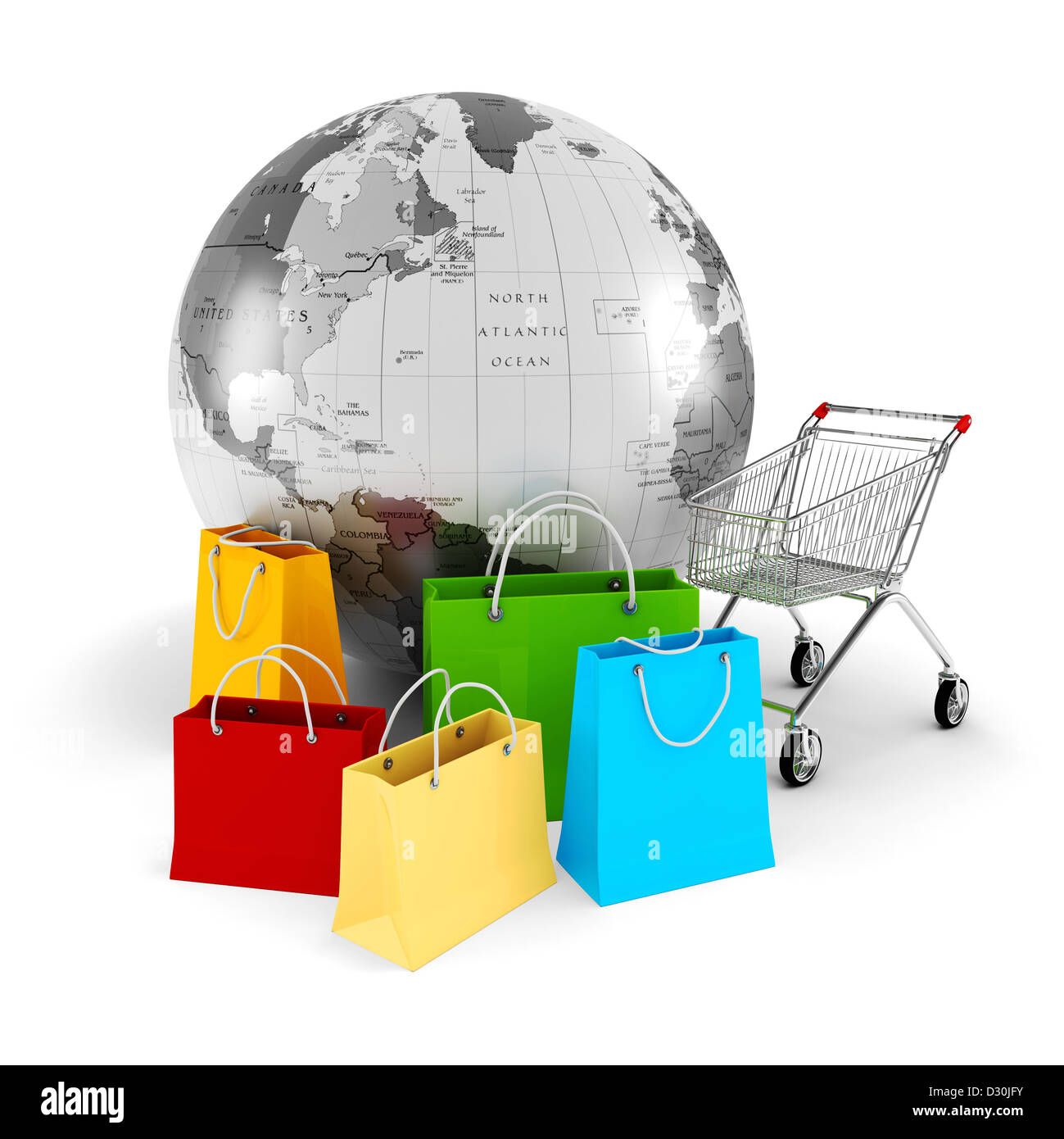 3d global shopping concept Stock Photo - Alamy