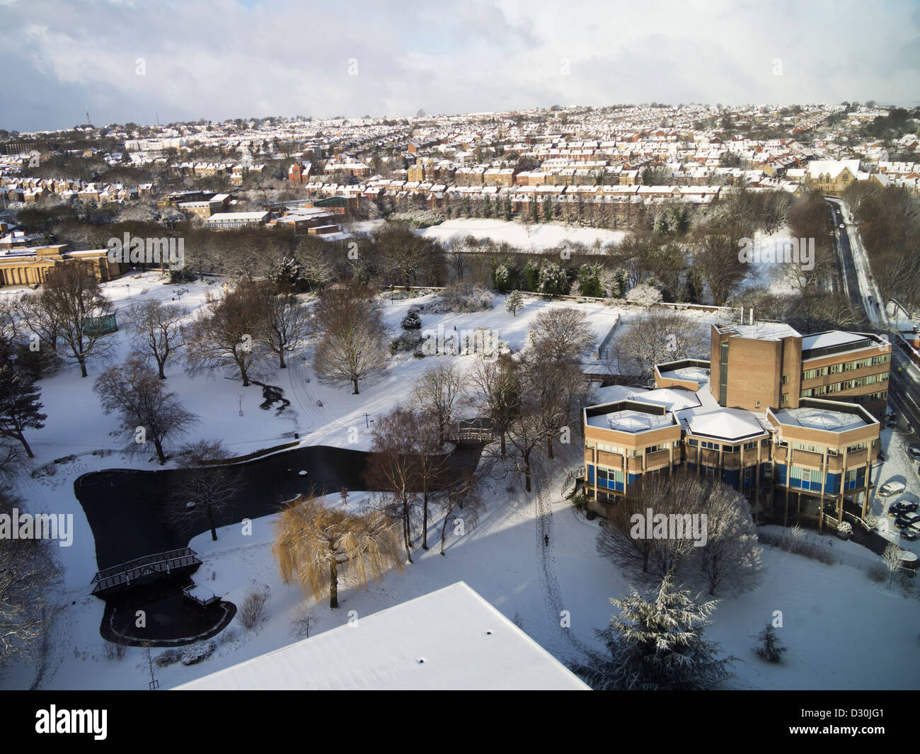 Aerial view of Weston park and University of Sheffield's Geography ...
