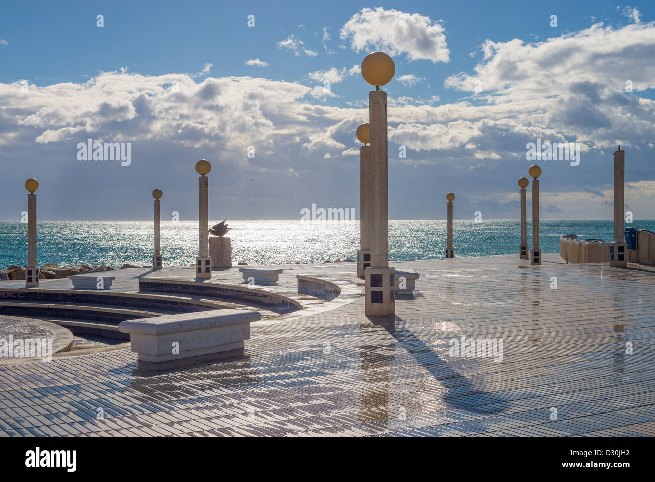 Altea beach promenade with its landmark street lights Stock Photo - Alamy