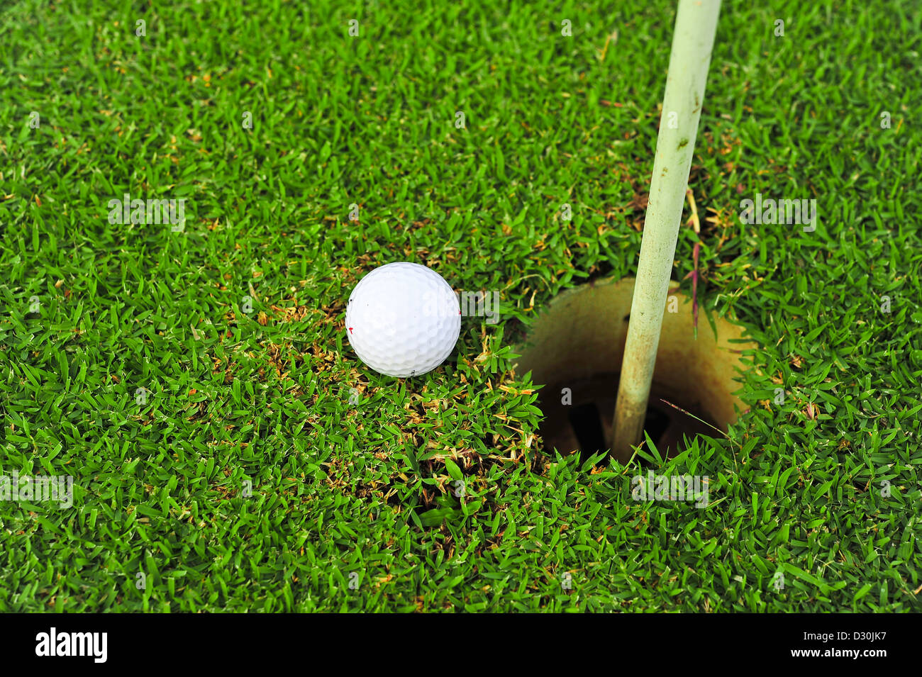 Golf ball and golf hole on the green grass Stock Photo - Alamy