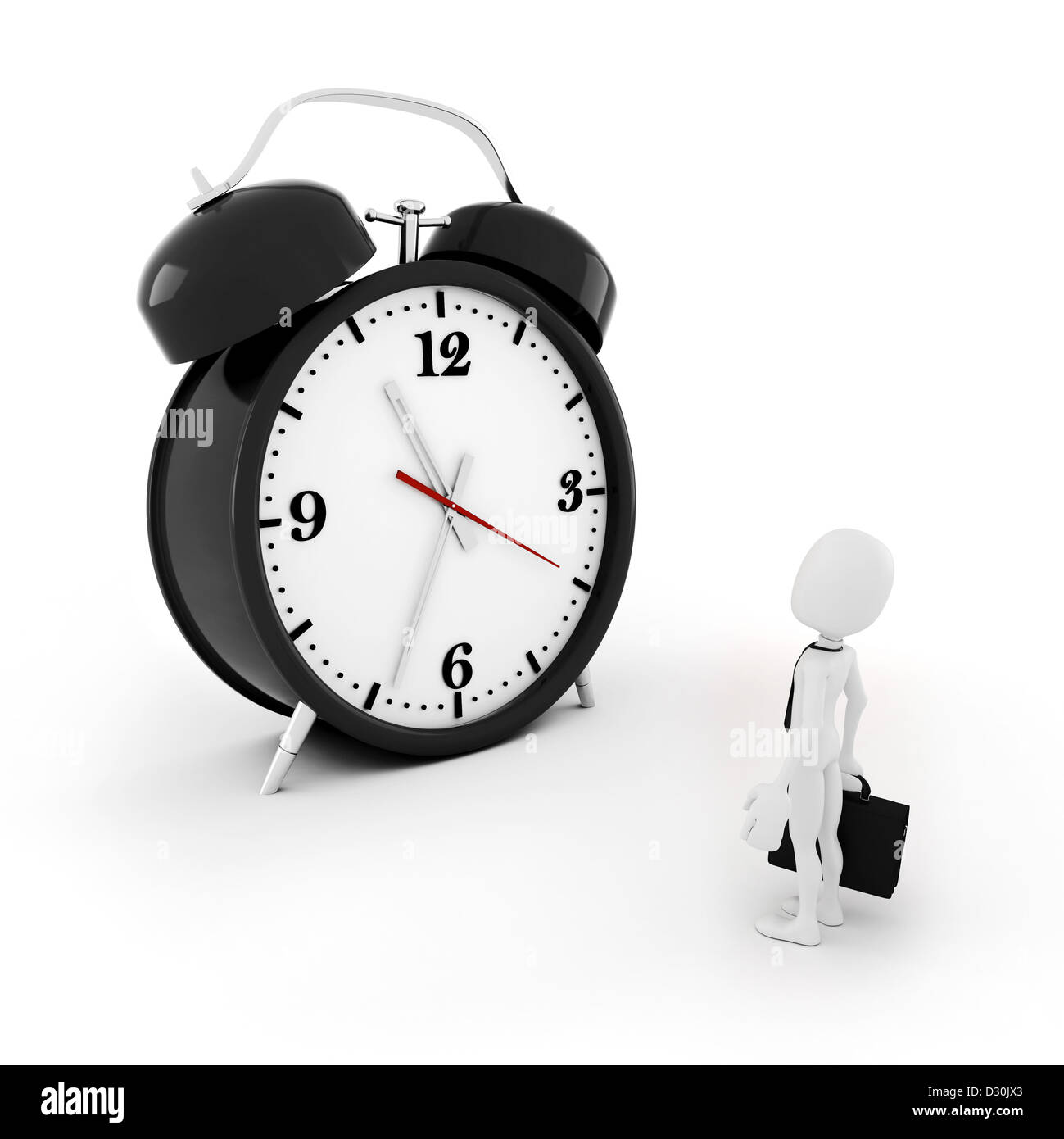 3d man businessman and an alarm clock Stock Photo - Alamy