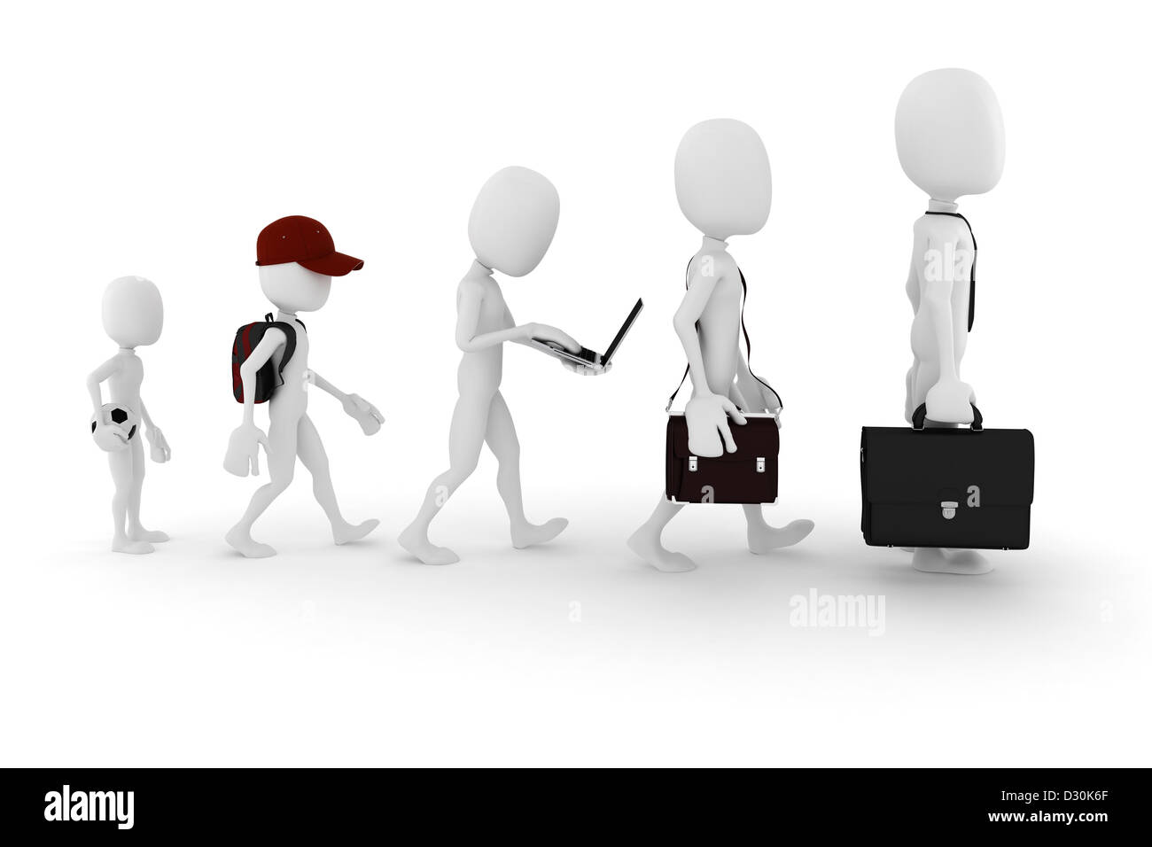 3d man age evolution Stock Photo - Alamy