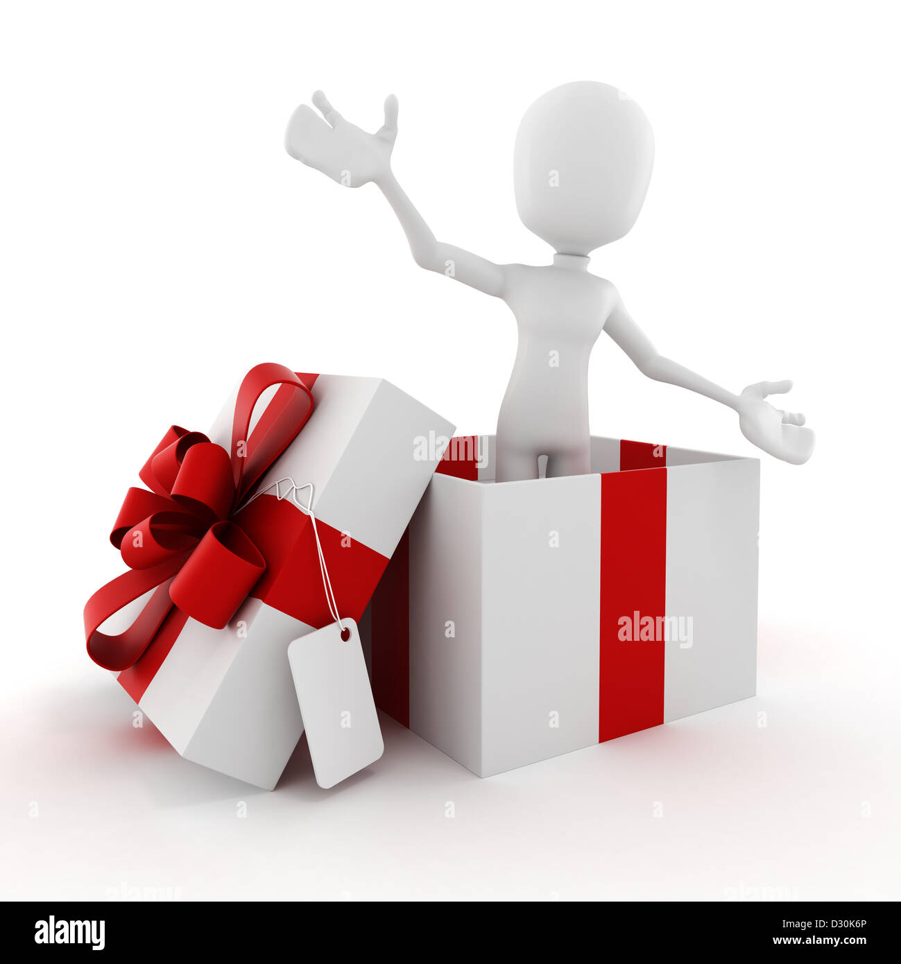3D man in a present box Stock Photo - Alamy