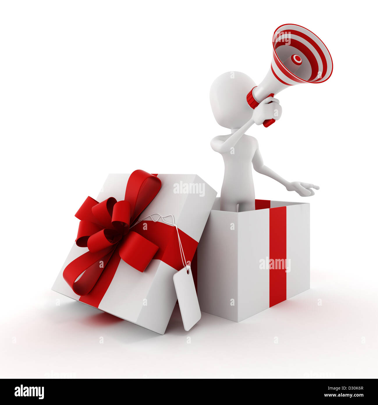 3D man in a present box Stock Photo - Alamy
