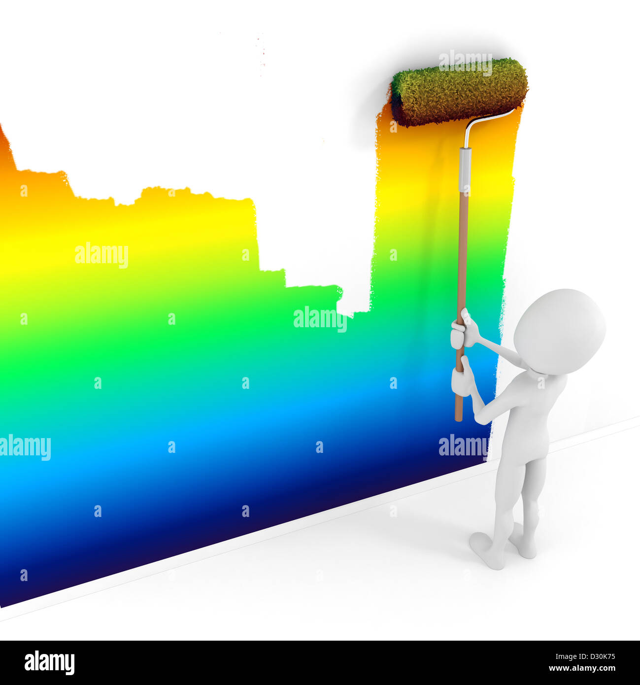 3d man painting a wall Stock Photo - Alamy