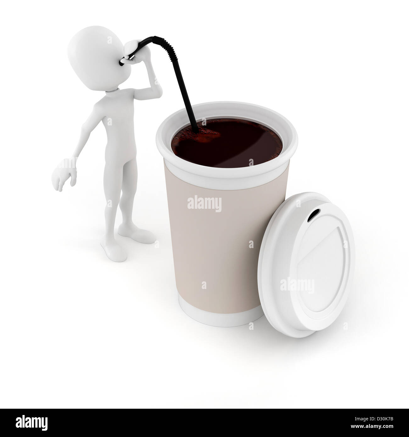 3d man drinking a hot coffee from a paper cup Stock Photo - Alamy
