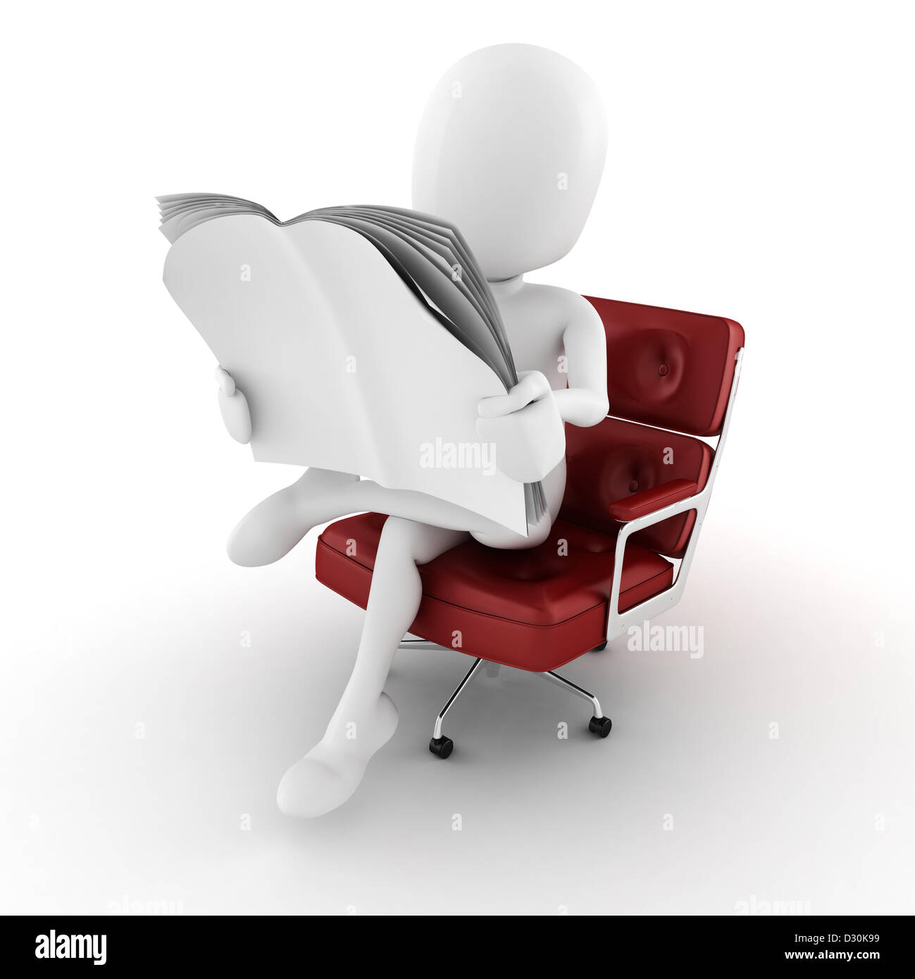 3d man reading the newspaper, on white background Stock Photo - Alamy