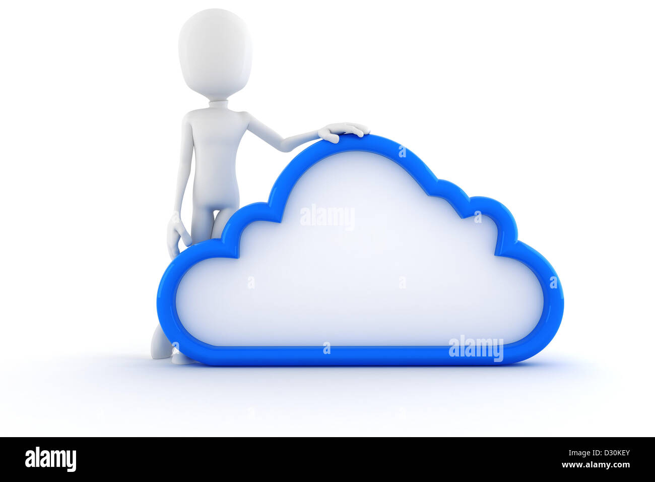 3d man, cloud backup solution, on white background Stock Photo - Alamy