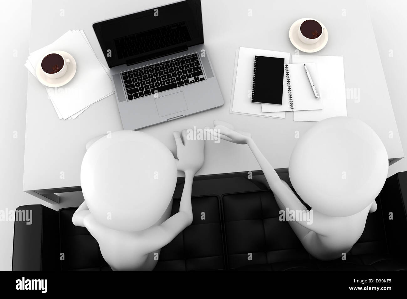 3d man two business men team work Stock Photo - Alamy