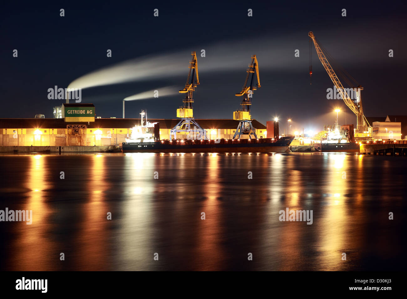 Wismar, Germany, harbor view at night Stock Photo - Alamy