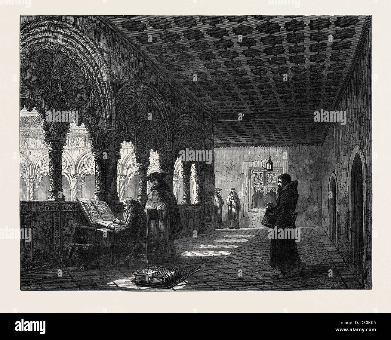 MONKS ILLUMINATING IN A CONVENT AT VALLADOLID SPAIN BY T.R. MACQUOID IN ...