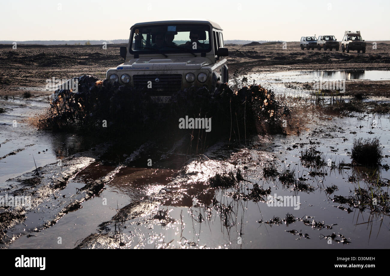 Senftenberg, Germany, terrain vehicle drive through water Stock Photo ...