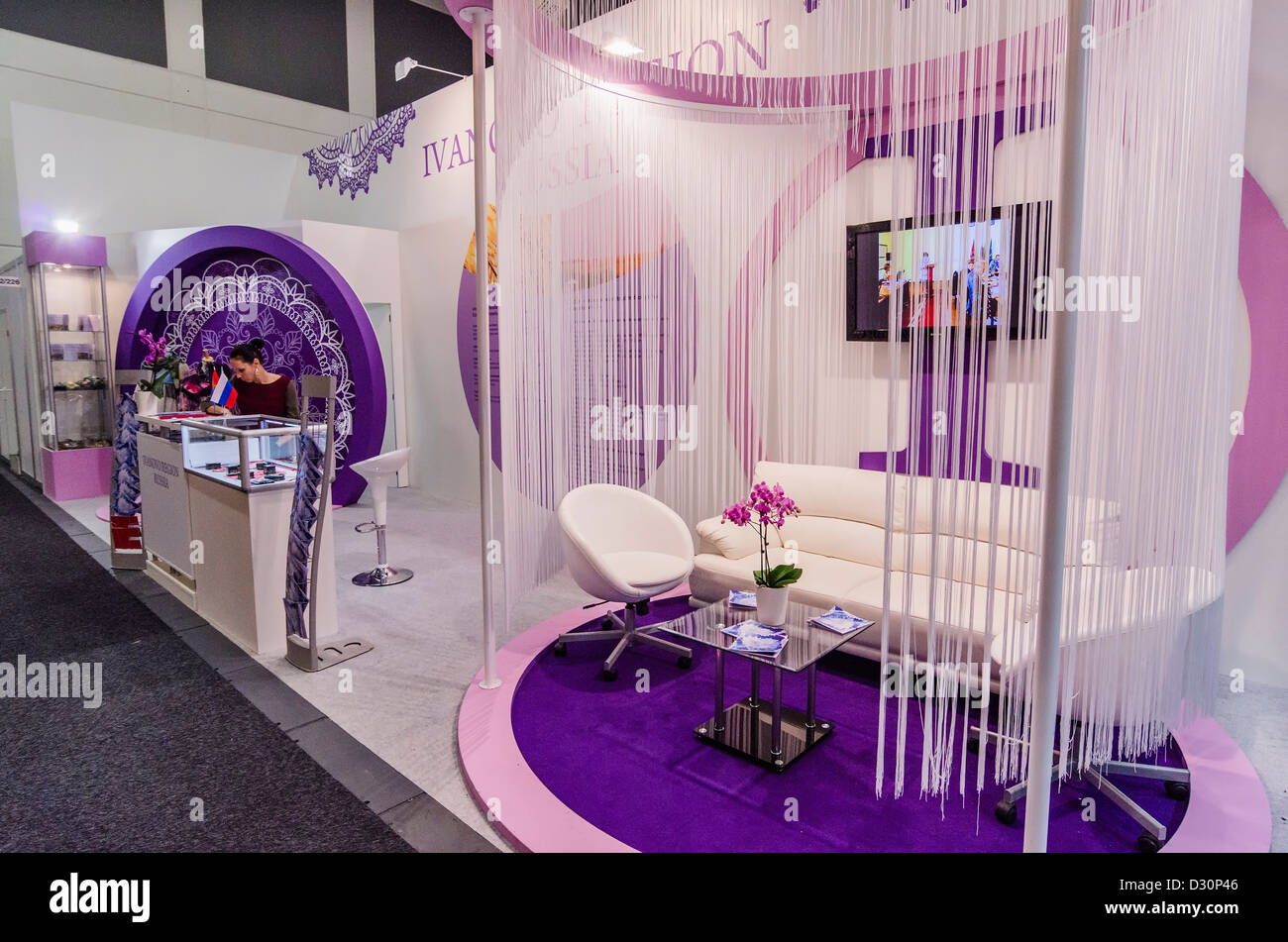 White violet stand at "Green Week" in Berlin, Germany Stock Photo - Alamy