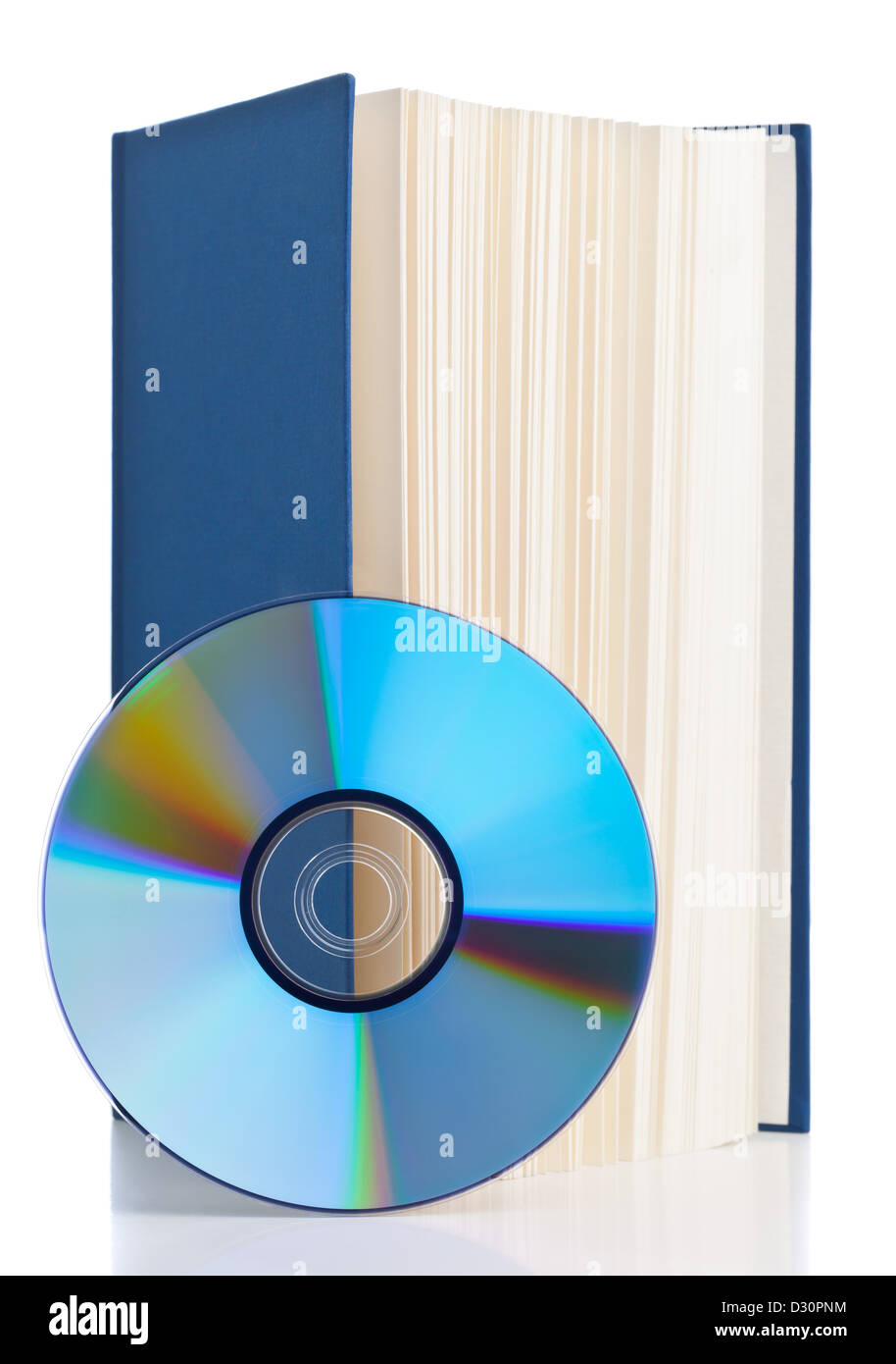 Book with compact disc over white background - e-book or digital ...