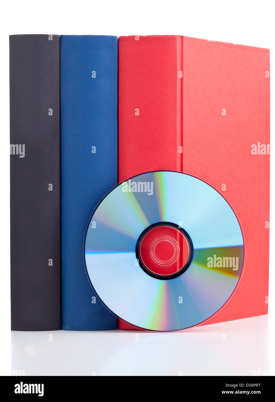Book with compact disc over white background - e-book or digital ...