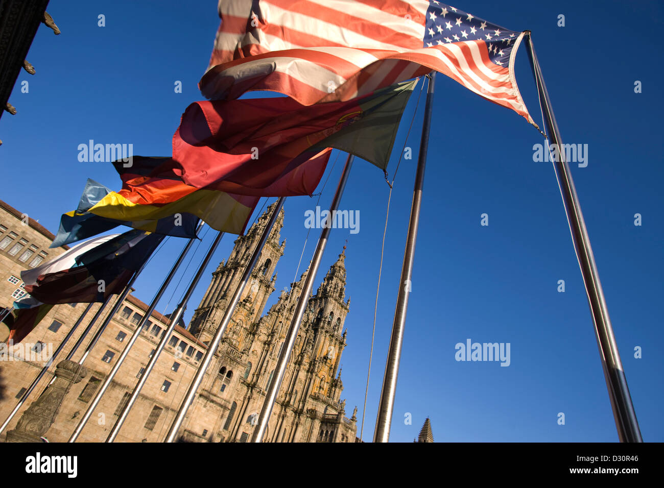 NATIONAL FLAGS CATHEDRAL OF SAINT JAMES PLAZA DEL OBRADOIRO OLD CITY ...