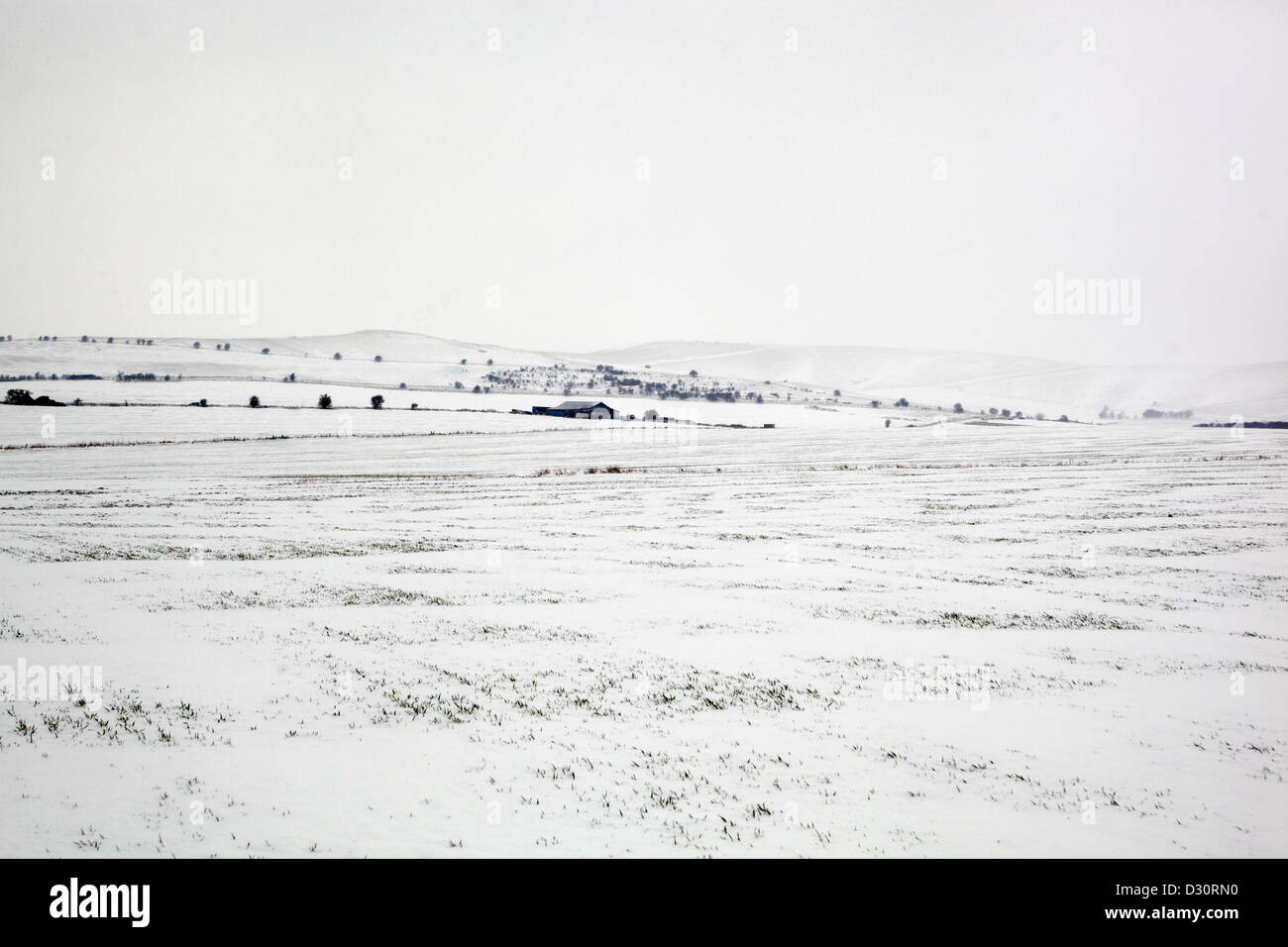 Farm Fields covered in snow Stock Photo - Alamy