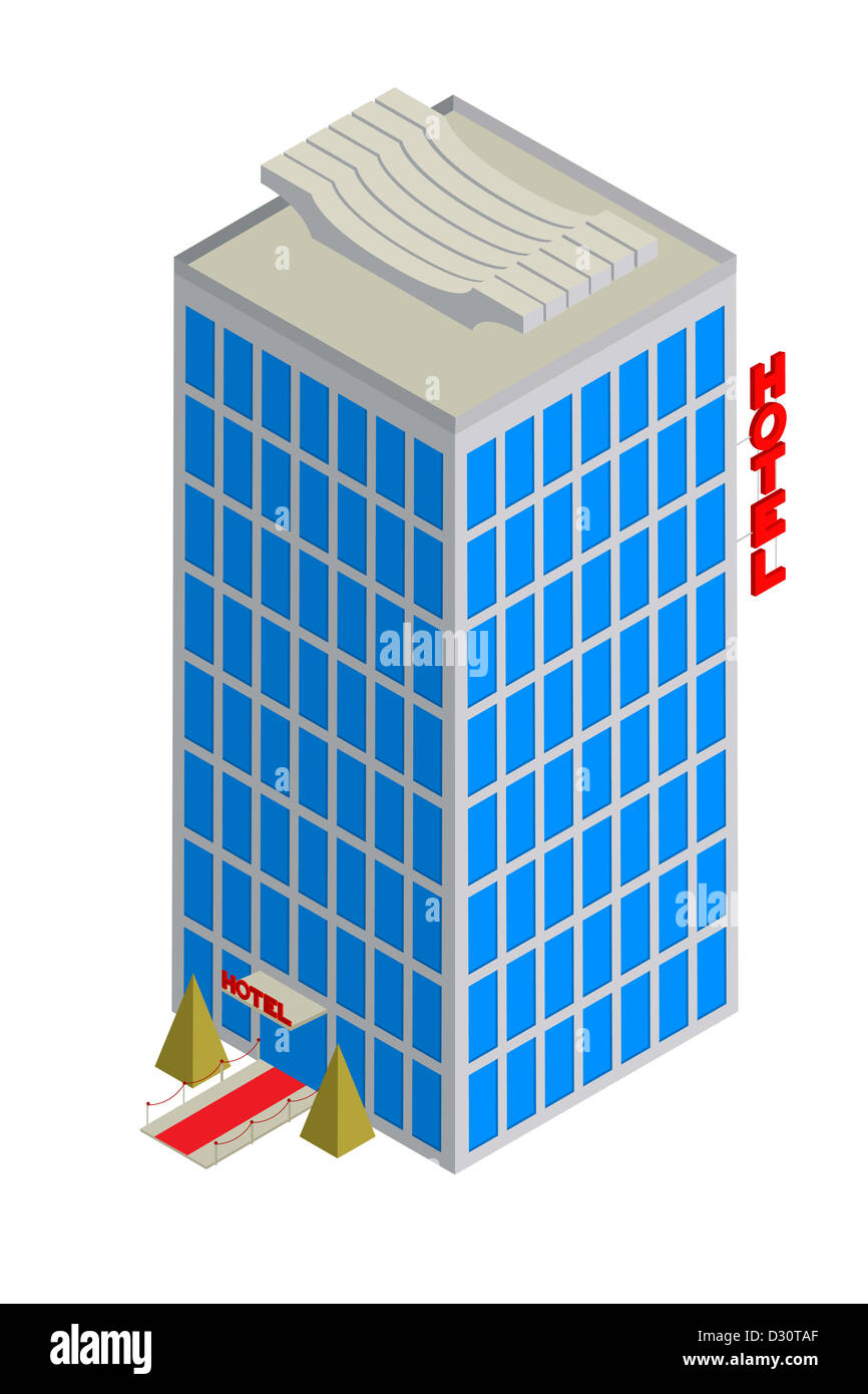 Isometric drawing of a tall hotel over white Stock Photo - Alamy