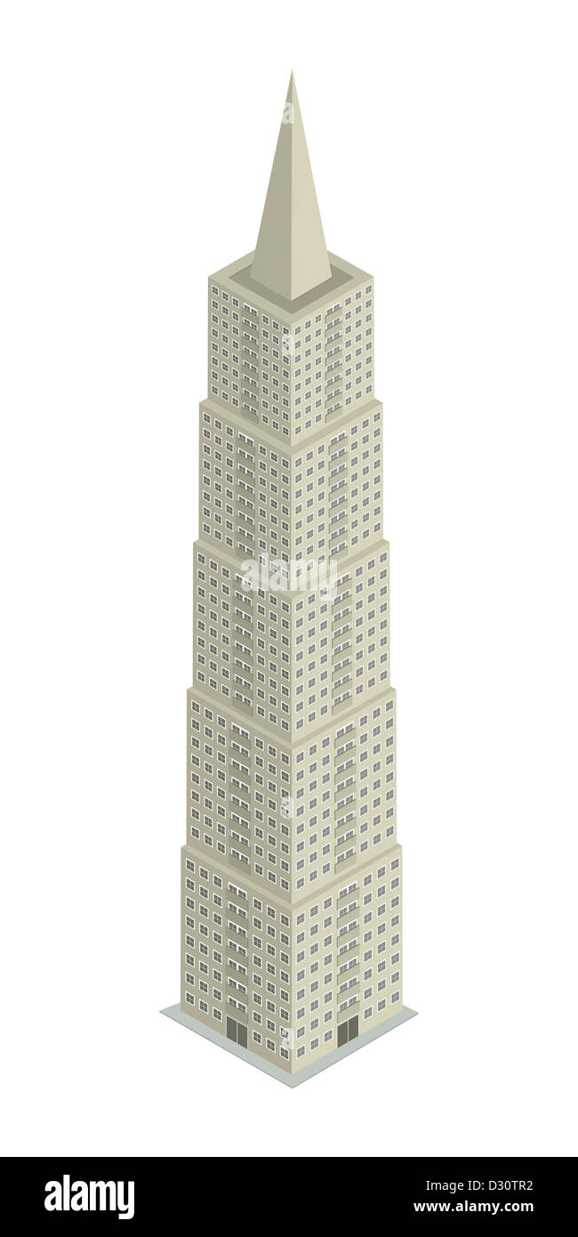 Isometric drawing of a skyscraper against white Stock Photo - Alamy