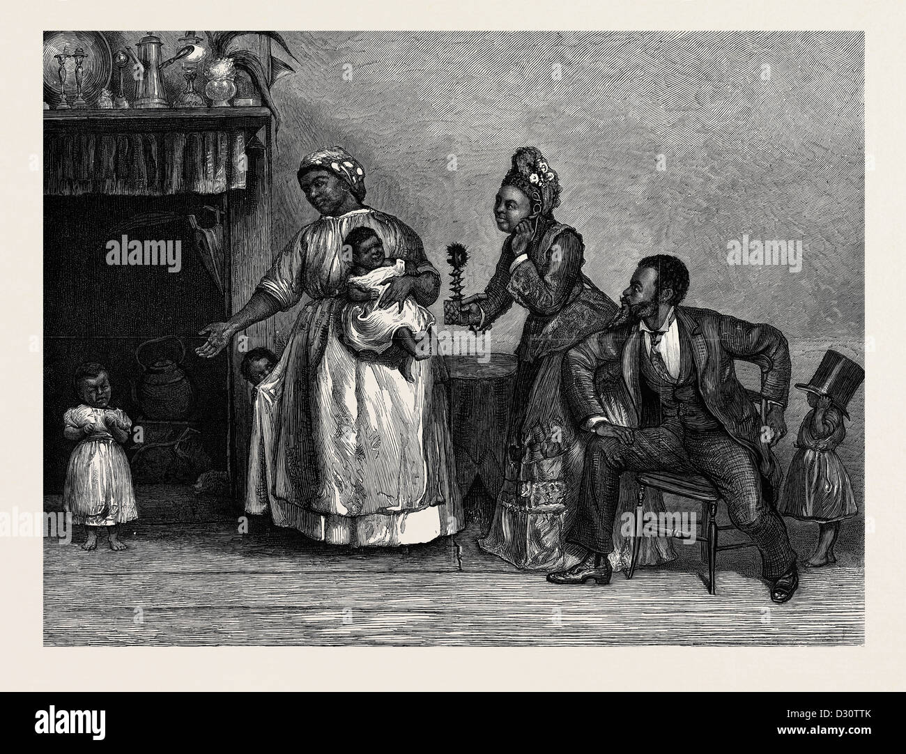 AUNT CHLOE'S VISIT FROM A PICTURE BY A.E. EMSLIE Stock Photo - Alamy