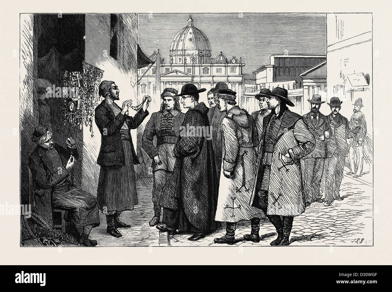 THE PAPAL JUBILEE AT ROME, PILGRIMS BUYING ROSARIES AND CRUCIFIXES ...