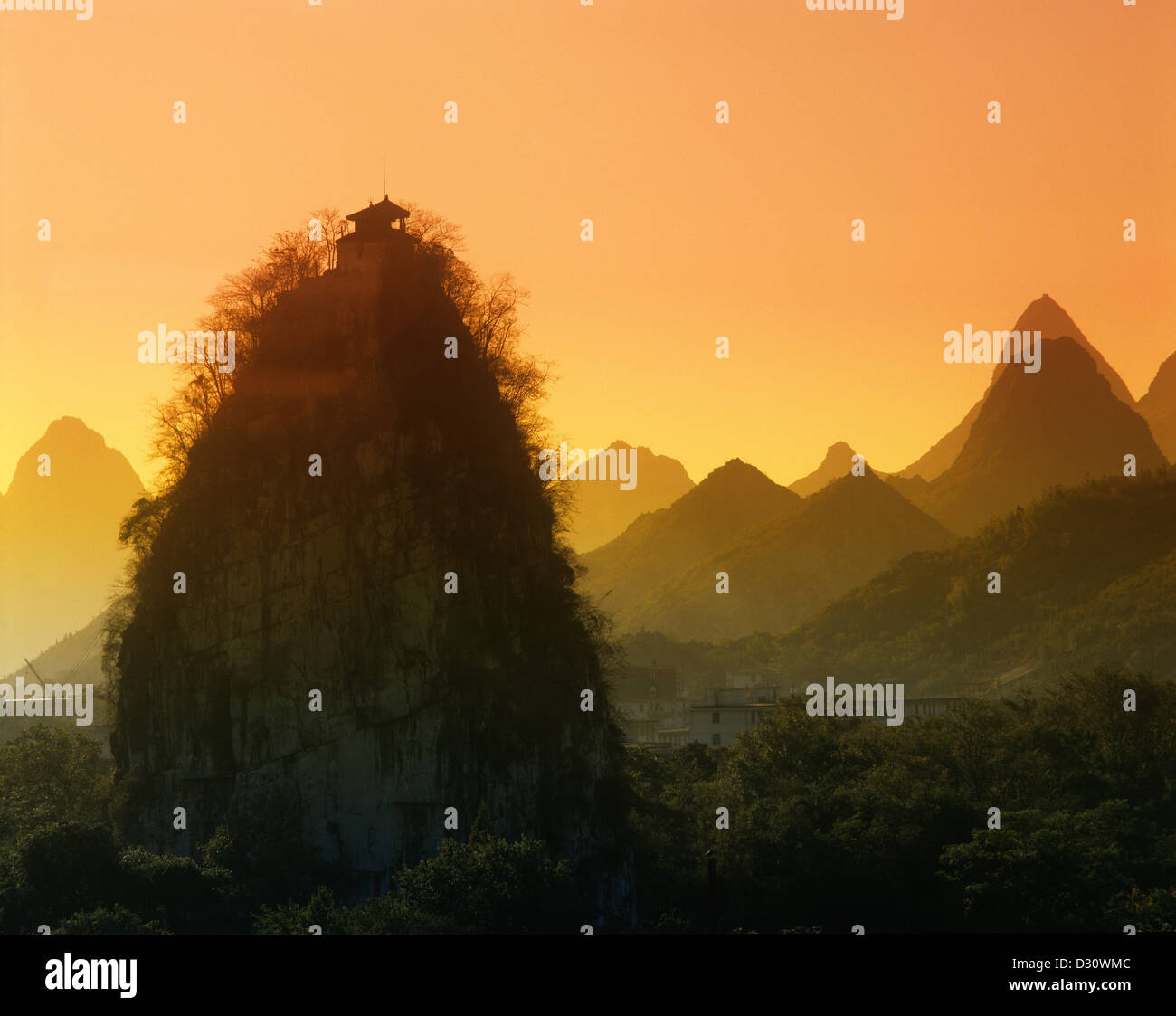 Peoples Republic of China, Guangxi, Guilin, view of Duxiu Feng ...
