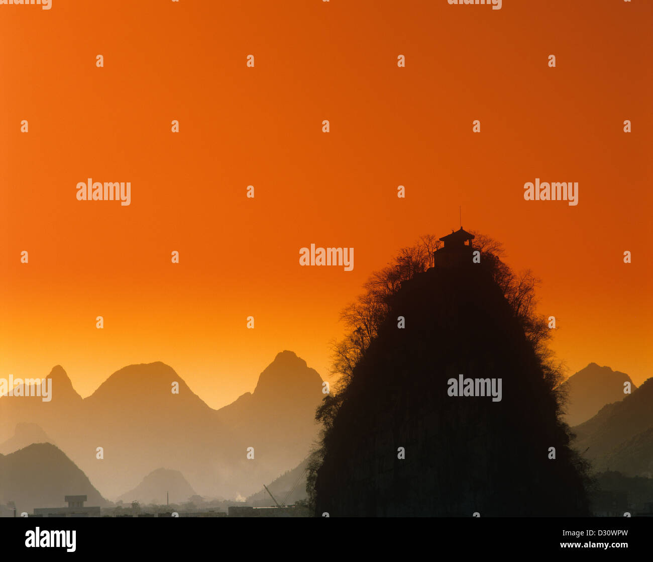 Peoples Republic of China, Guangxi, Guilin, view of Duxiu Feng ...